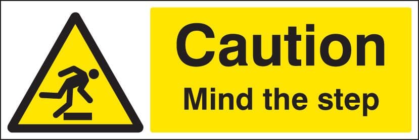 58749 Mind the step floor graphic 300x100mm 300x100mm Safety Sign
