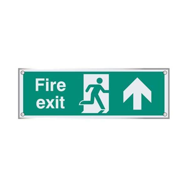 59469 Fire exit straight on visual impact 5mm acrylic sign 450x150mm c ...