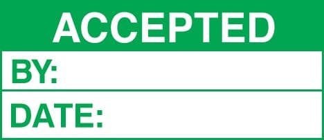 59750 100 S/A labels 50x20 accepted 50x20mm Safety Sign