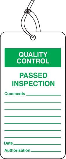 59775 QC tag passed inspection pk of 10 80x150mm Safety Sign