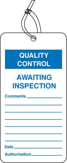 59782 QC tag awaiting inspection pk of 10 80x150mm Safety Sign