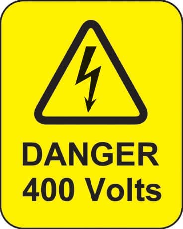 59788 Danger 400 volts roll of 100 labels 40x50mm 40x50mm Safety Sign