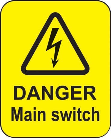 59796 Danger main switch roll of 100 labels 40x50mm 40x50mm Safety Sign