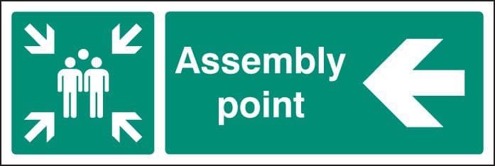 62142H Assembly point left Aluminium 300x250mm Safety Sign