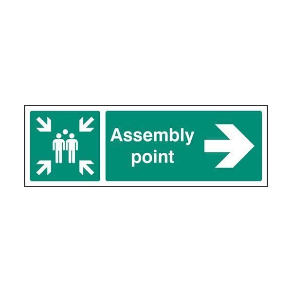 82143H Assembly point right sign - Quick-Fix with SAV Backing 300x250mm