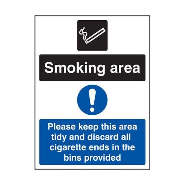 83081K Smoking area keep area tidy and discard all ends in bins sign ...