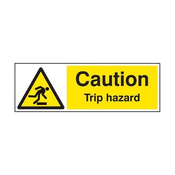 84214G Caution trip hazard sign - Quick-Fix with SAV Backing 300x100mm