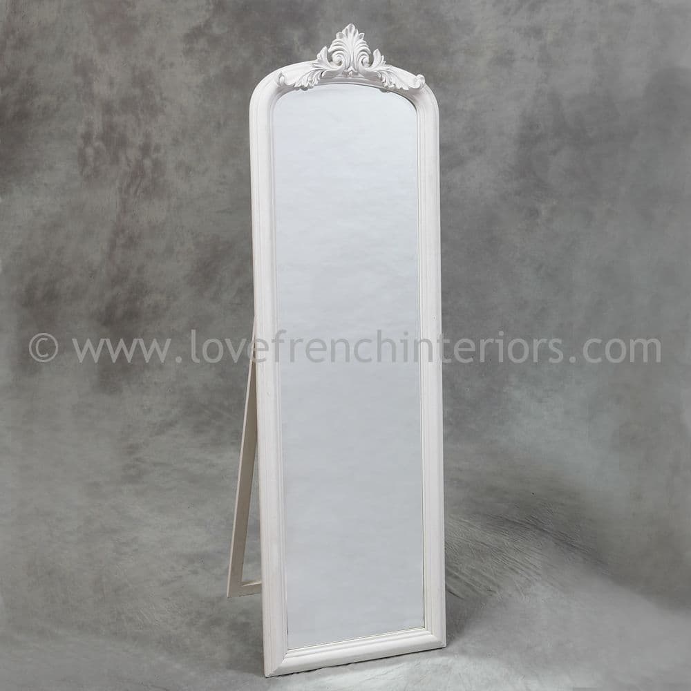 Antique White Tall Slim Dressing Mirror