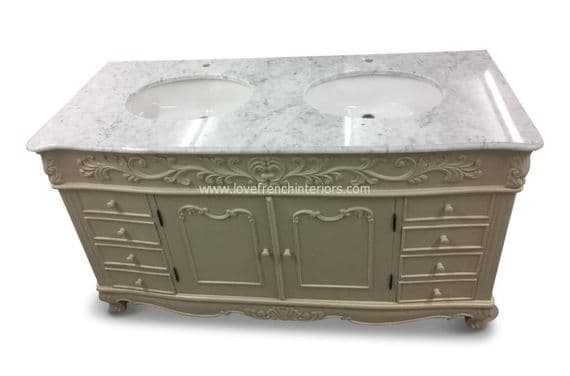 Bespoke Double Bowl French Vanity Unit with Solid Marble Top