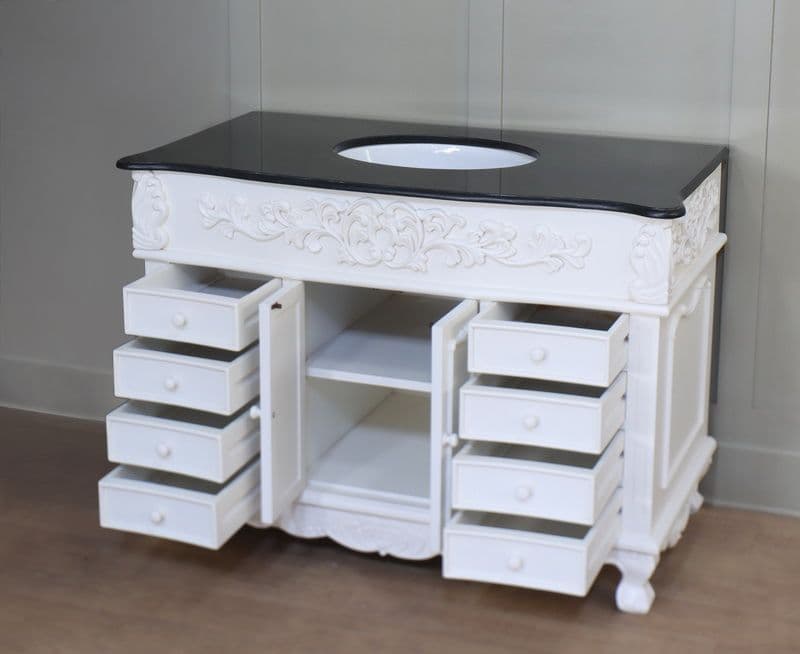 Bespoke Single Bowl French Vanity Unit with Solid Marble Top