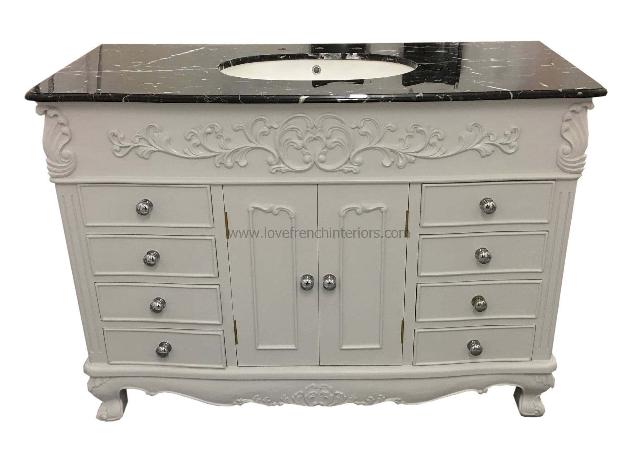 Bespoke Single Bowl French Vanity Unit with Solid Marble Top