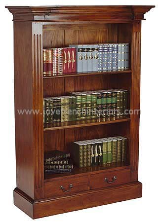 Bookcase with Fluted Front and Two Drawers
