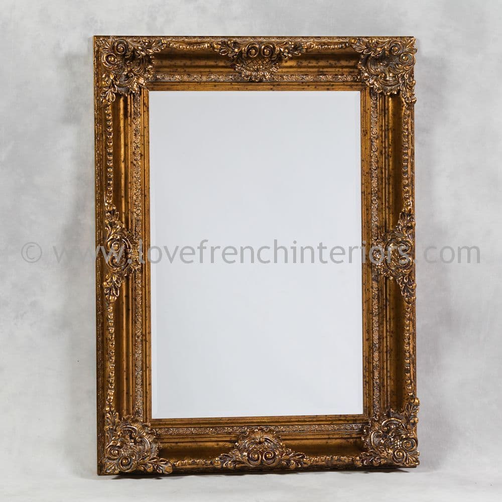 Gold Rectangular Classic Framed Mirror