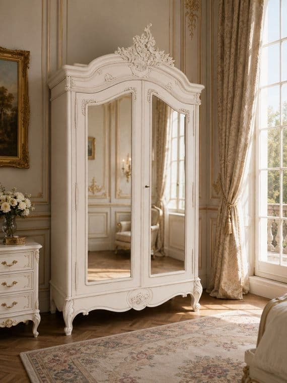 Louis Bespoke Mirrored Double Armoire Wardrobe