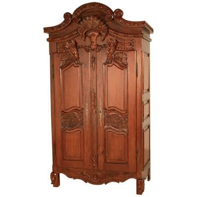 Rococo French Armoire Wardrobe in Noir Black