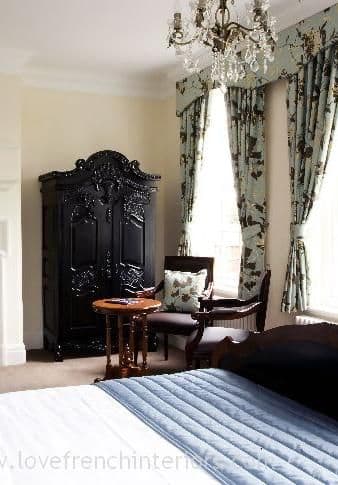 Rococo French Armoire Wardrobe in Noir Black