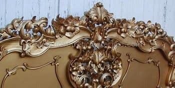 Rococo Ornately Carved French Bed in Antique Gold