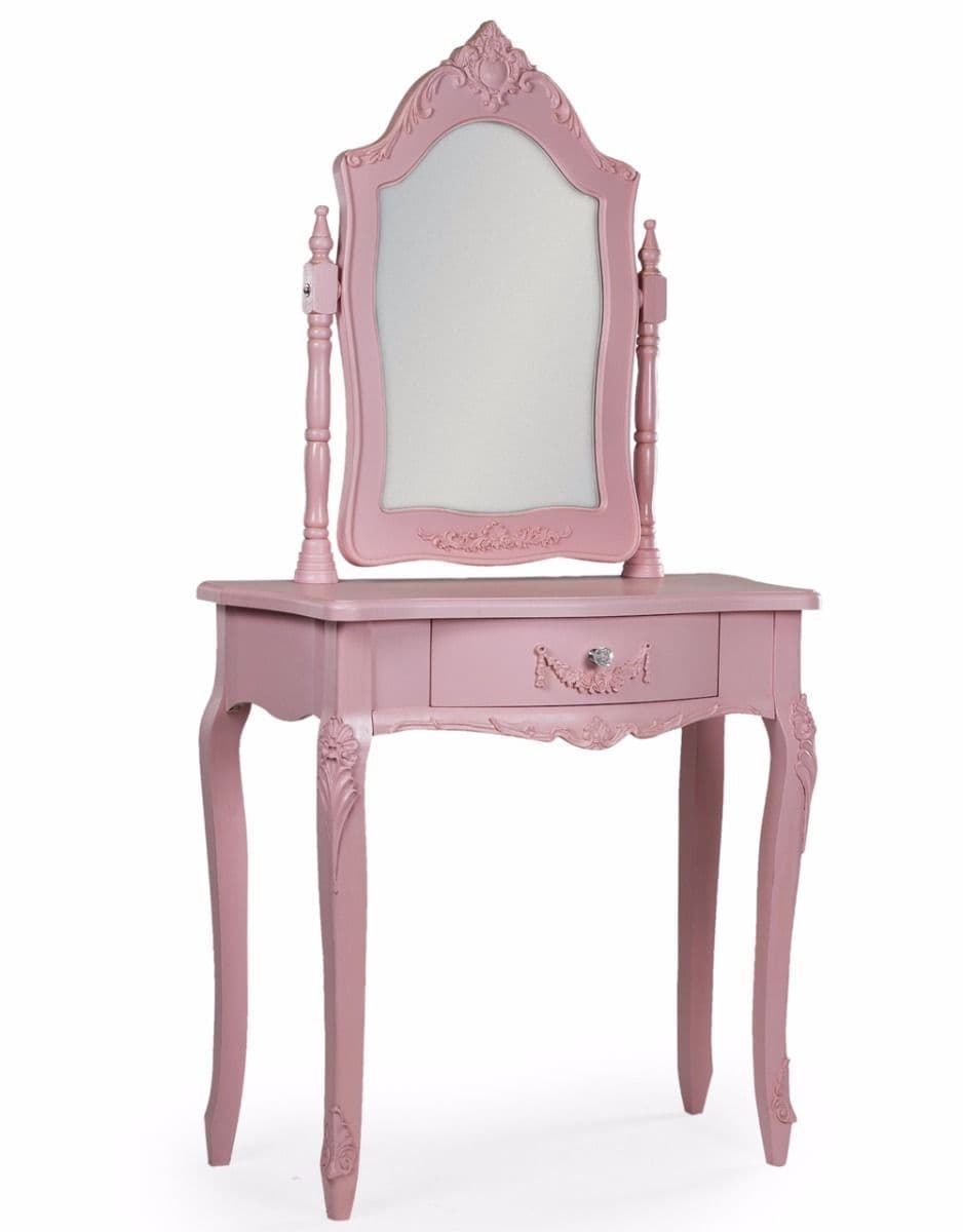 Rose Pink French Dressing Table and Mirror