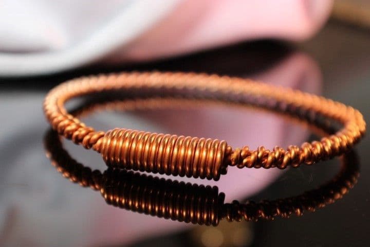 Copper Tensor Ring Coil Bracelet Double-Wrapped Sacred Cubit Energy ...