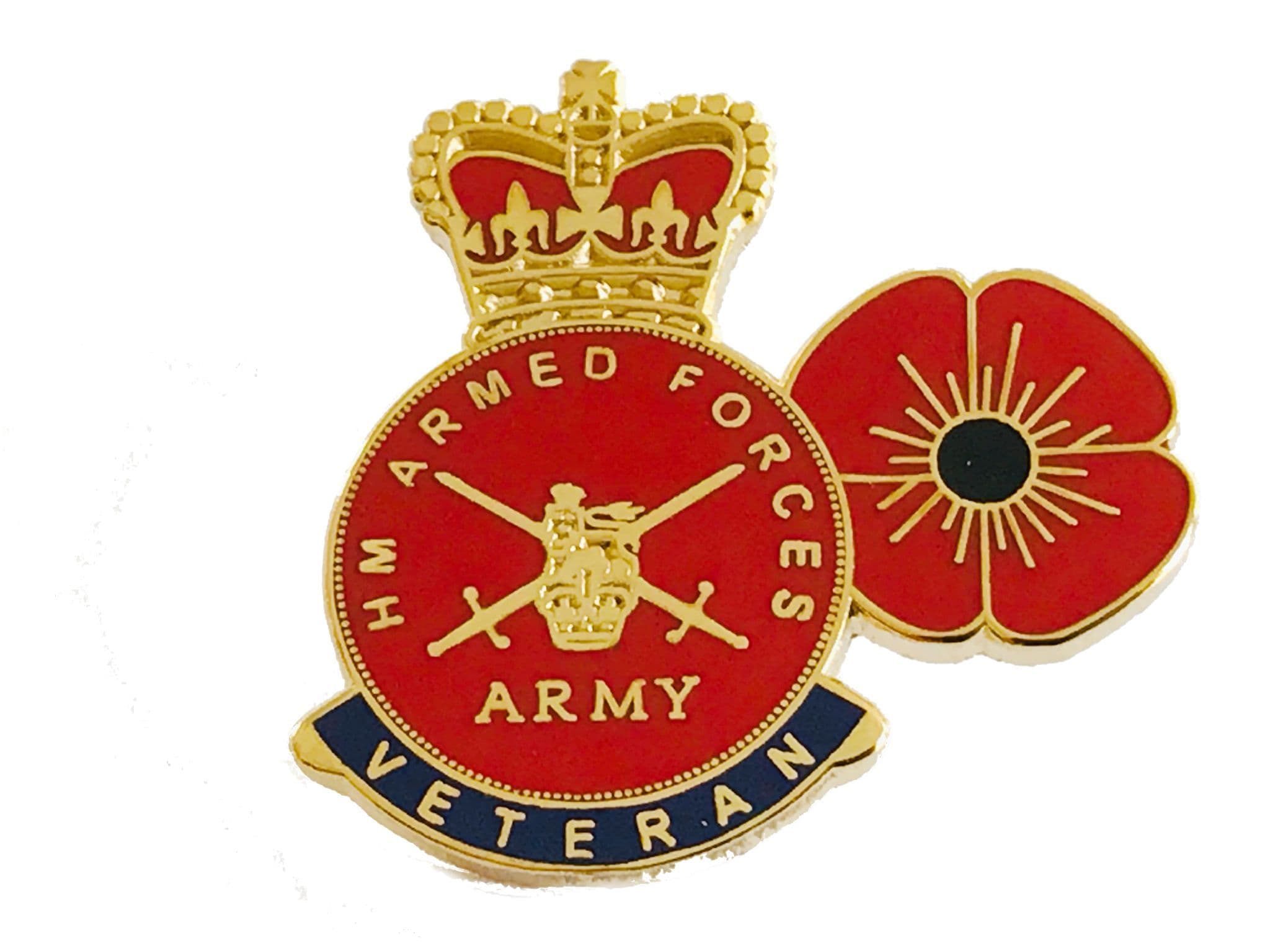 HM Armed Forces Army Veteran Poppy Lapel Badge Remembrance