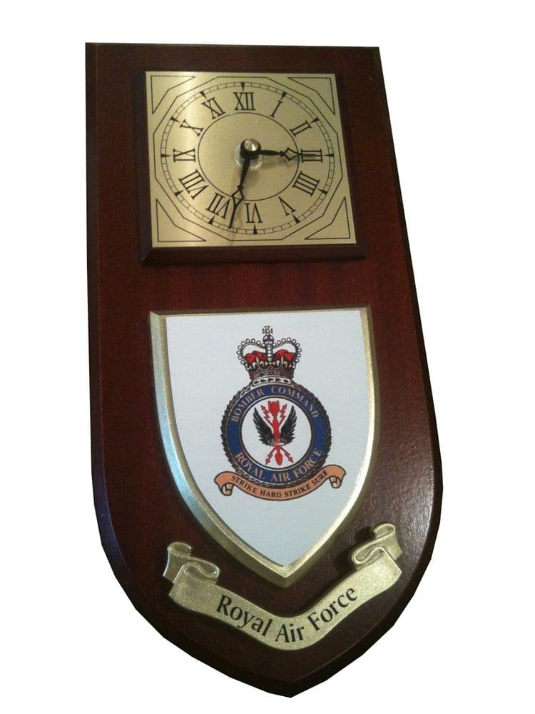 RAF Royal Air Force Bomber Command Regimental Wall Plaque Clock