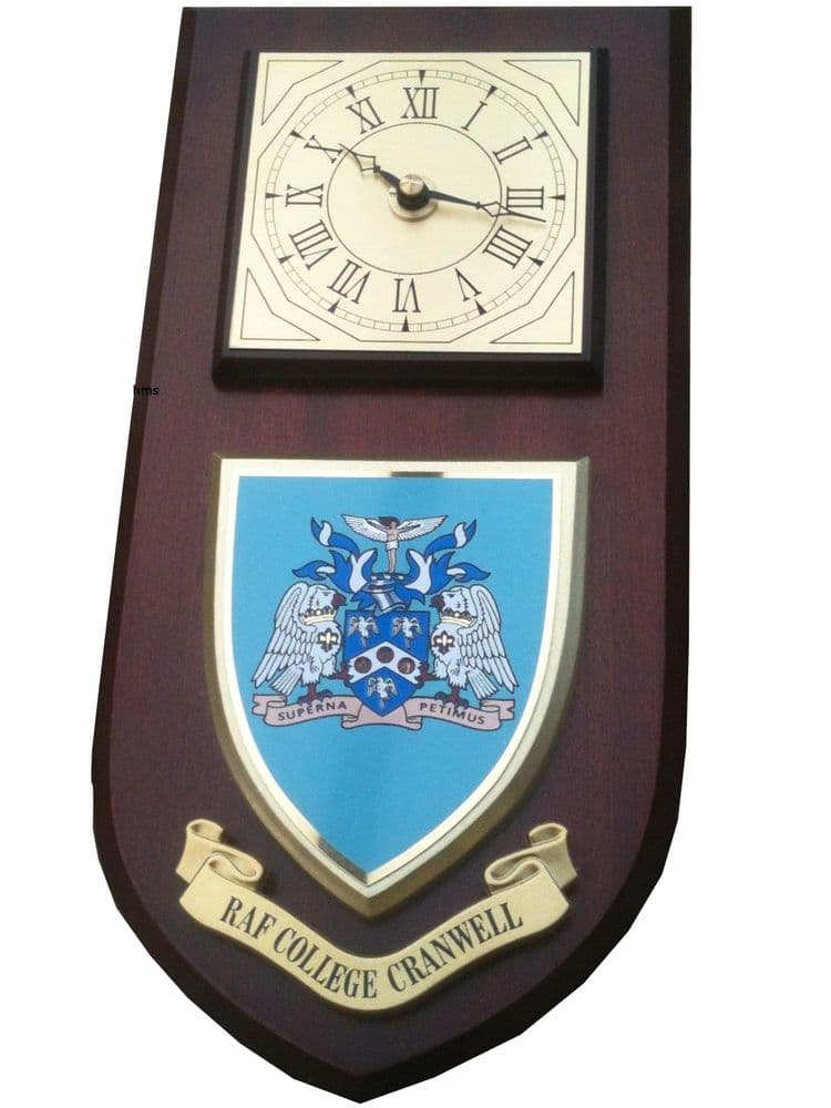 RAF Royal Air Force College Cranwell Regimental Wall Plaque Clock