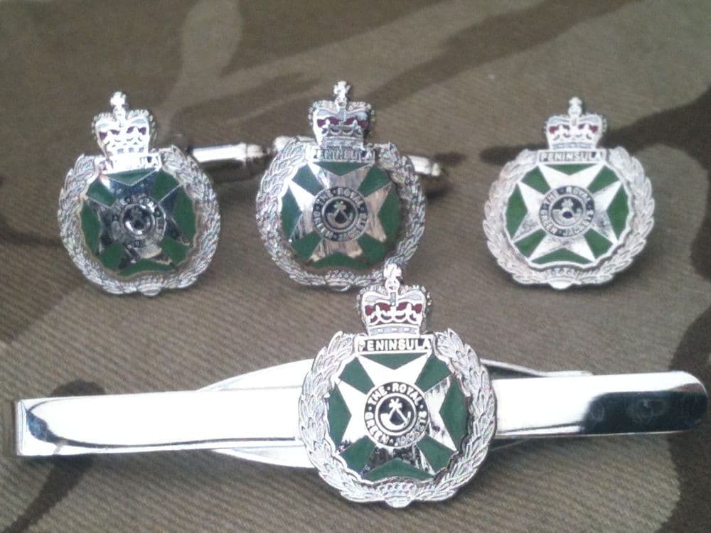 RGJ Royal Green Jackets Regimental Cufflinks/ Tie Clip/ Lapel Gift set