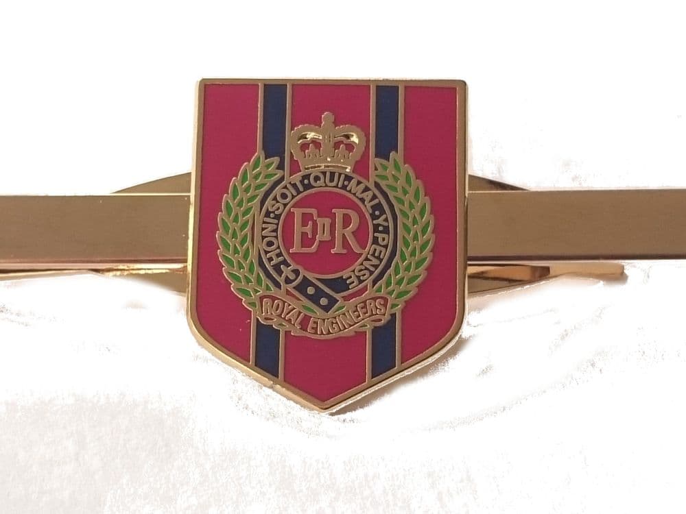 Royal Corps of Engineers Regimental Military Tie Clip Slide Bar Shield