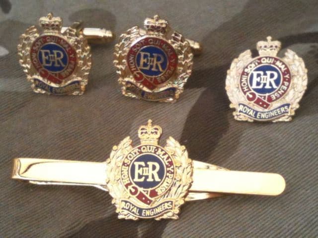 Royal Engineers Regimental Cufflinks/ Tie Clip/ Lapel Gift Set