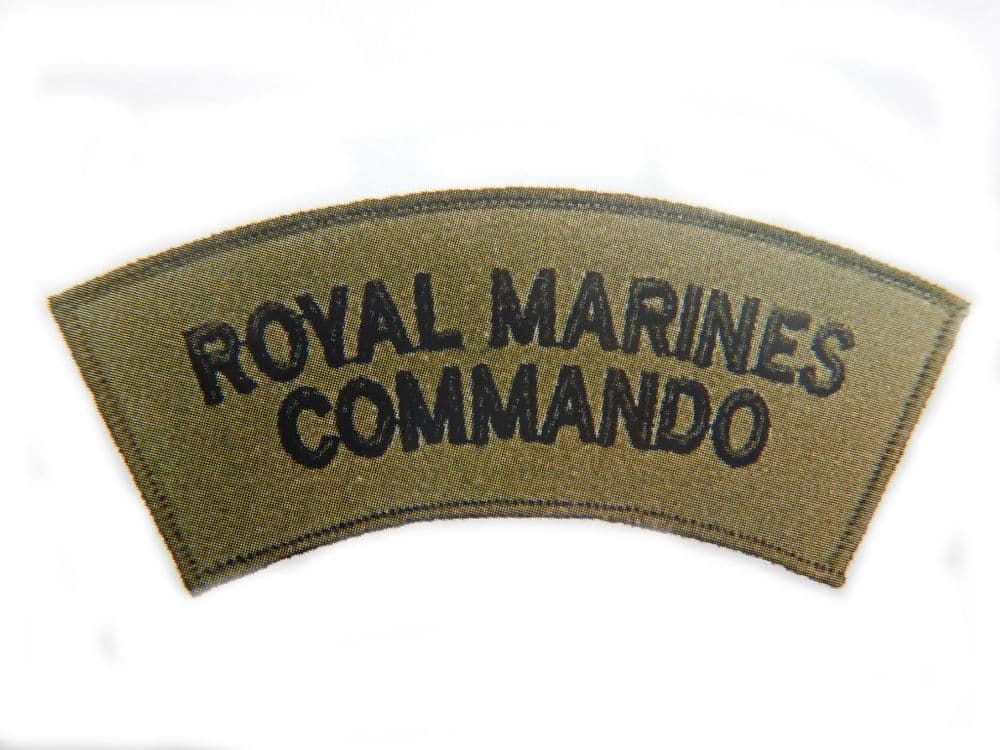 Royal Marine Commando Shoulder Titles Badge Olive Green Pair