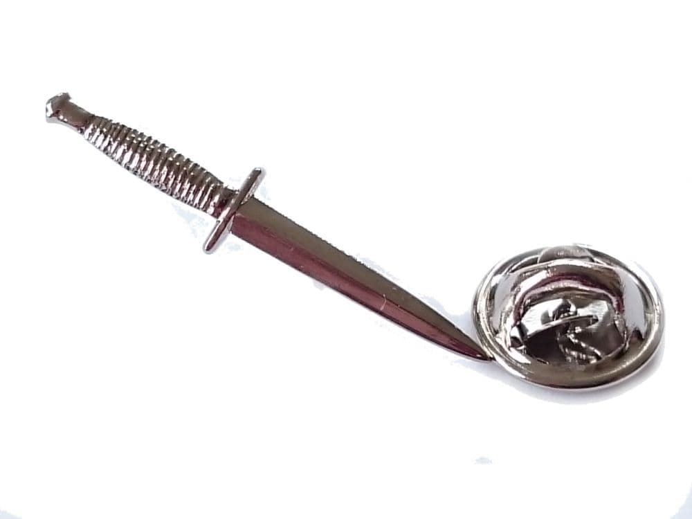 Royal Marines Commando Dagger Military Lapel Badge Silvered
