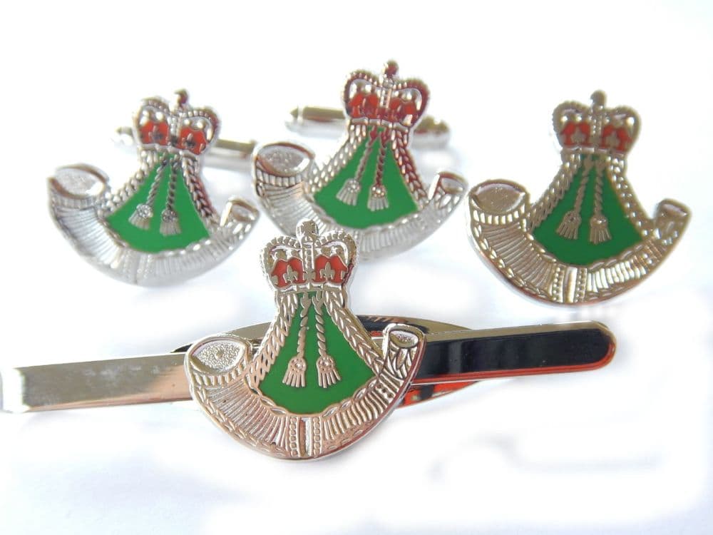 The Rifles Regimental Gift Set Cufflinks Tie Clip and Lapel Badge