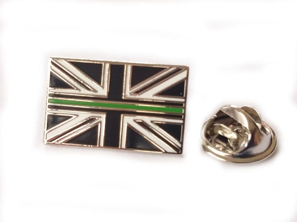Thin Green Line Lapel Badge Union Jack Ambulance Service Mourning Band