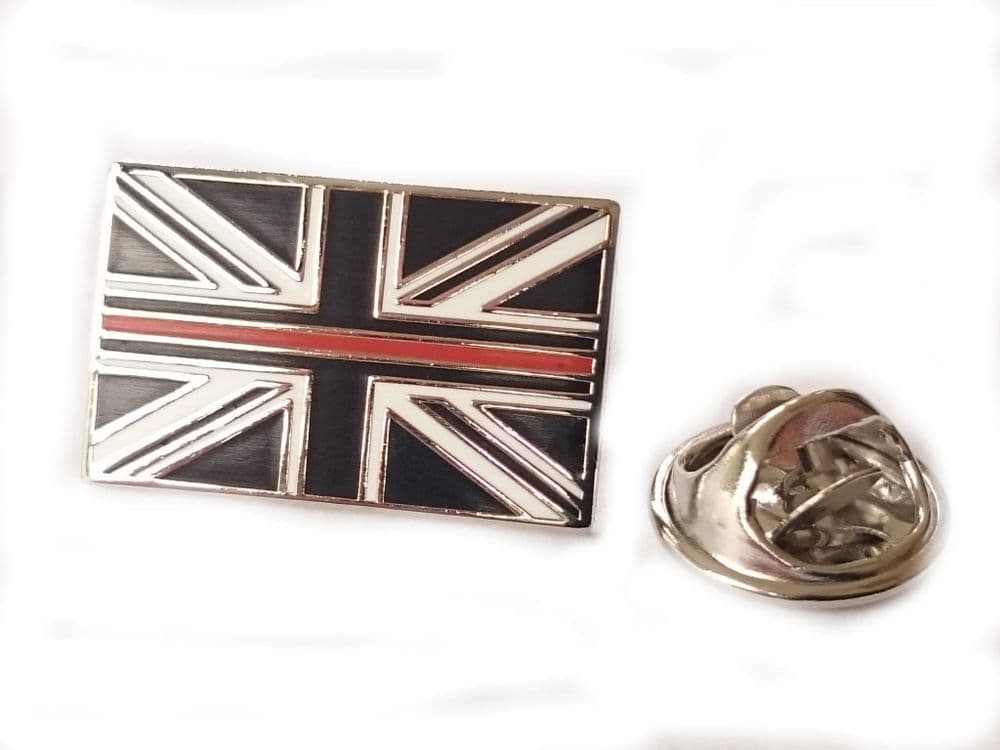 Thin Red Line Lapel Badge Union Jack Fire Brigade Mourning Band