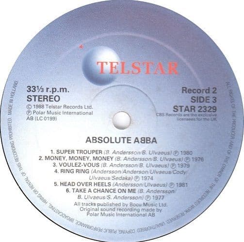 ABBA Absolute Abba Vinyl Record LP Telstar 1988