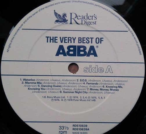 ABBA The Very Best Of Abba Vinyl Record LP Reader s Digest 1989