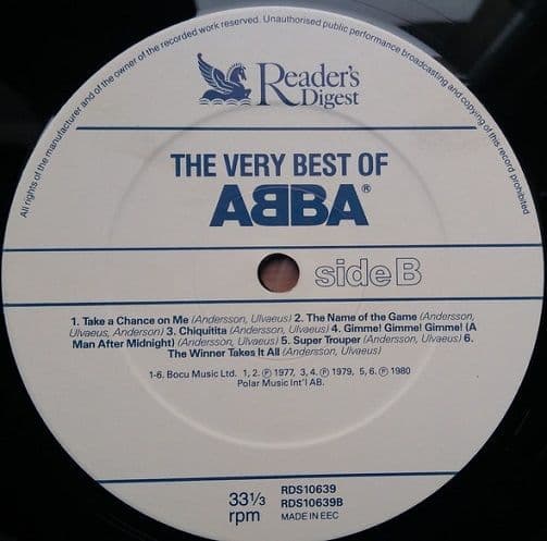 ABBA The Very Best Of Abba Vinyl Record LP Reader s Digest 1989