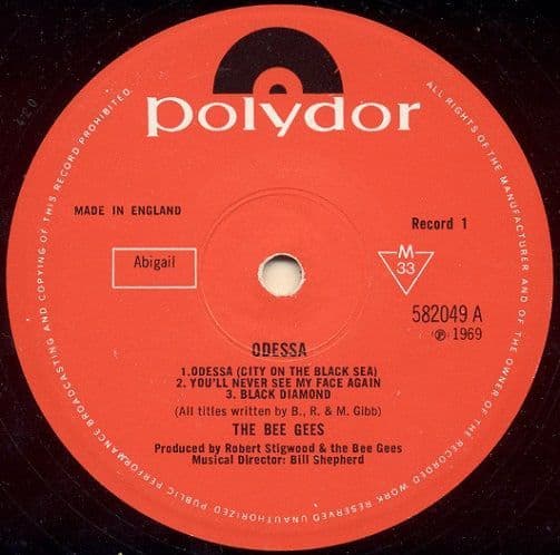 BEE GEES Odessa Vinyl Record LP Polydor 1969
