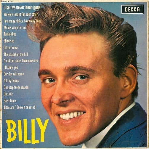BILLY FURY Billy Vinyl Record LP Decca 1963