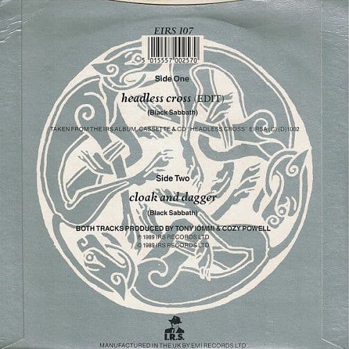 BLACK SABBATH Headless Cross Vinyl Record 7 Inch I R S 1989