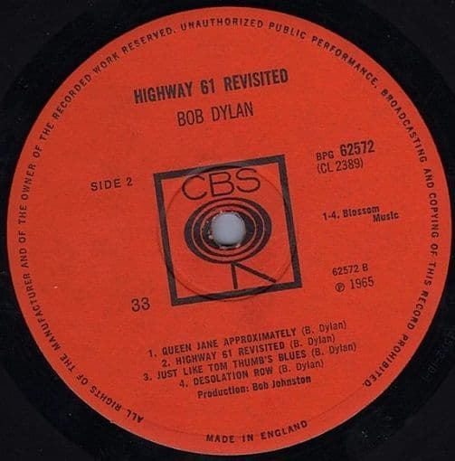 BOB DYLAN Highway 61 Revisited Vinyl Record LP CBS 1965