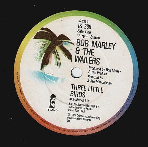 BOB MARLEY AND THE WAILERS Three Little Birds Vinyl Record 7 Inch ...