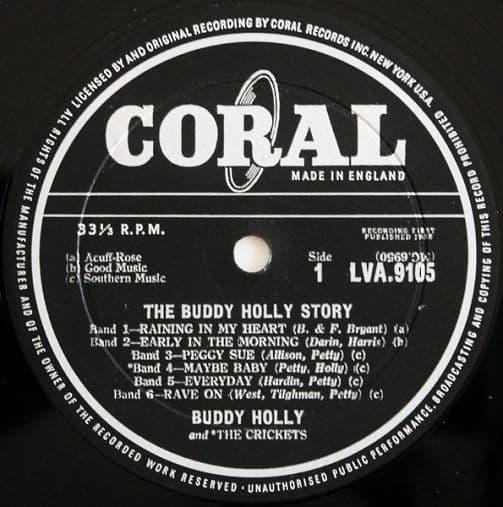 BUDDY HOLLY The Buddy Holly Story Vinyl Record LP Coral 1960