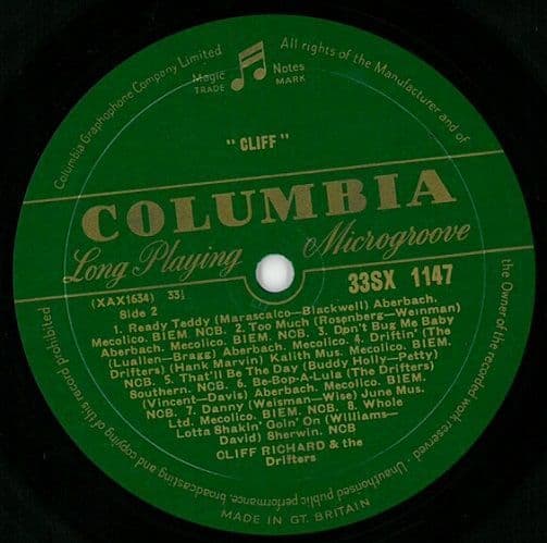 CLIFF RICHARD AND THE DRIFTERS Cliff Vinyl Record LP Columbia 1959