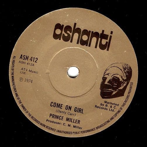 COUNT PRINCE MILLER Come On Girl Vinyl Record 7 Inch Ashanti 1974