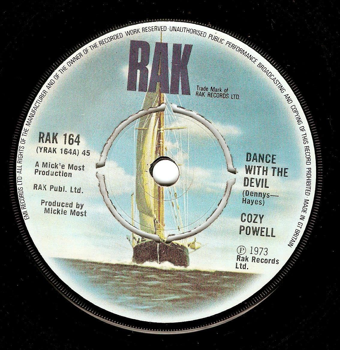 COZY POWELL Dance With The Devil Vinyl Record 7 Inch RAK 1973