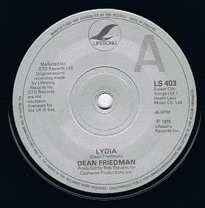 DEAN FRIEDMAN Lydia 7" Single Vinyl Record 45rpm Lifesong 1978