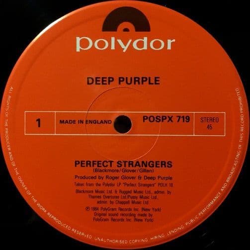 DEEP PURPLE Perfect Strangers Vinyl Record 12 Inch Polydor 1984