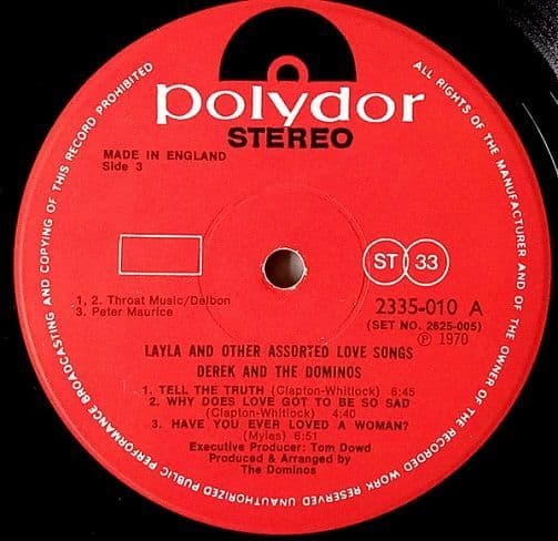 DEREK AND THE DOMINOS Layla And Other Assorted Love Songs Vinyl Record LP Polydor 1970