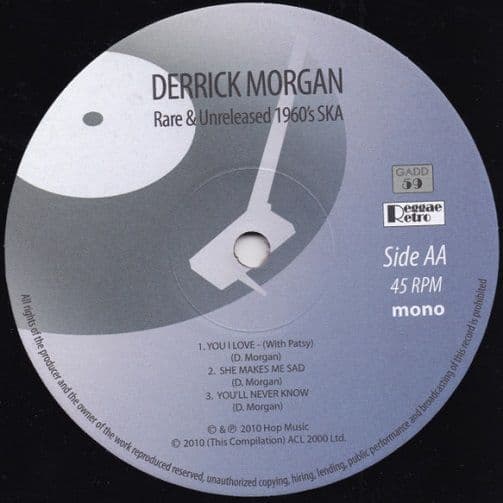 DERRICK MORGAN Rare & Unreleased Original 1960 s Ska Vinyl Record 10 ...